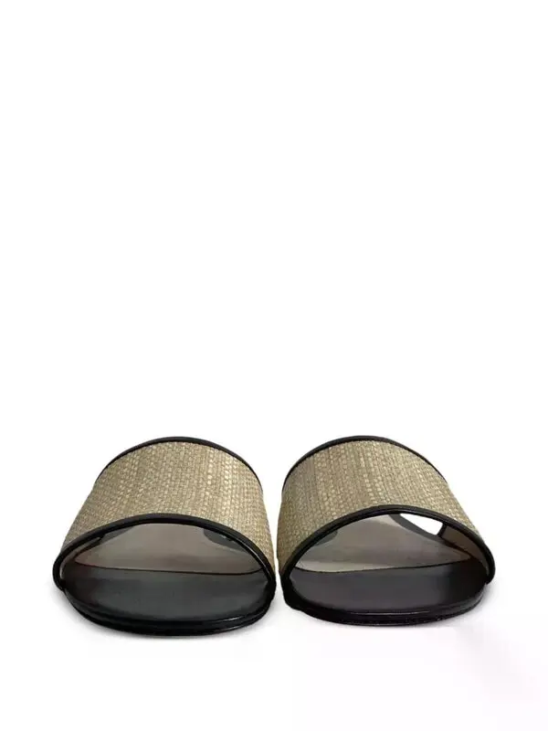 PORTE & PAIRE Leather-trim Raffia Slides