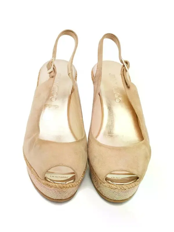 JIMMY CHOO Suede Slingback Wedge Pumps