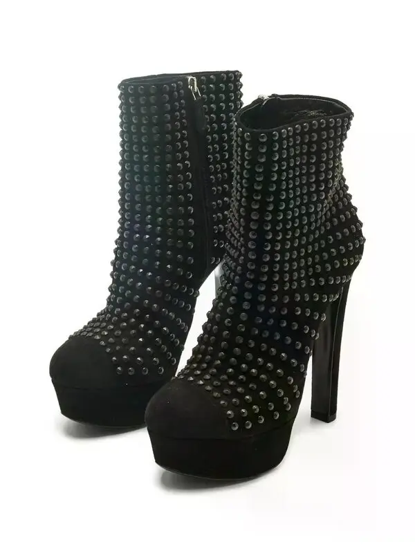 Prada Suede Studded Block Heel Boots