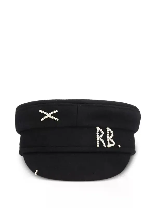 Ruslan Baginskiy Beaded Beret With Flat Brim - Black