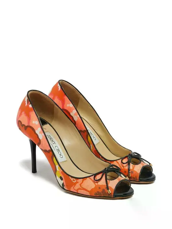 JIMMY CHOO Floral-patterned Peep-toe Pumps