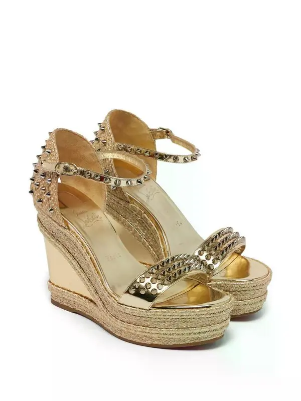 CHRISTIAN LOUBOUTIN Madmonica Braided-leather Platform Espadrilles - Gold