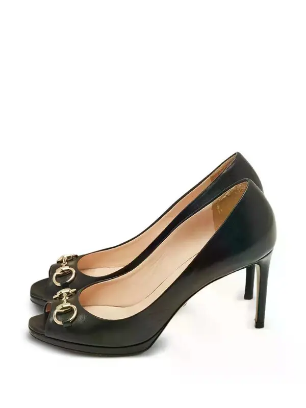 Gucci Leather Horsebit Peep-toe Pumps