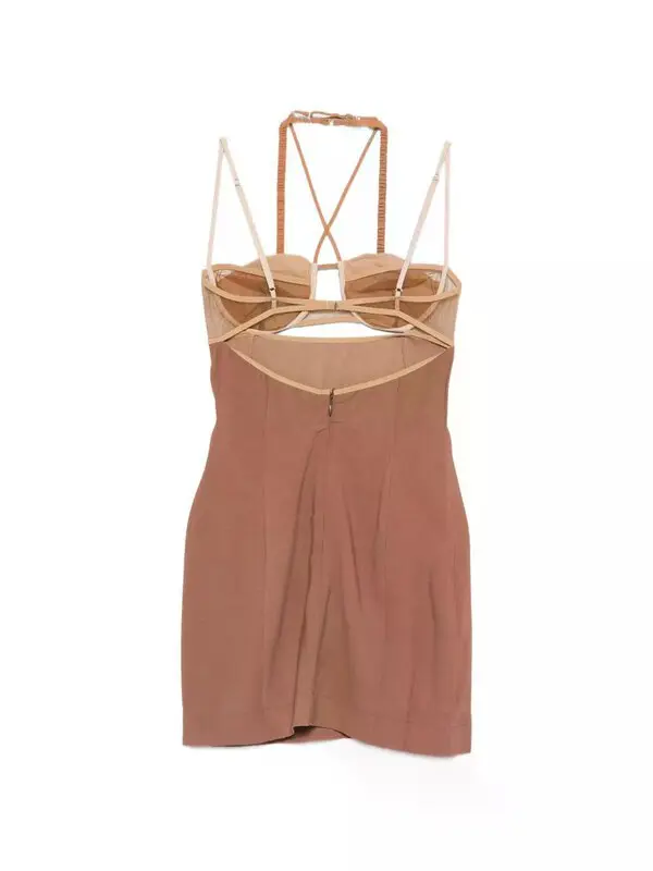 NENSI DOJAKA Draped Double Bra Mini Dress - Neutrals