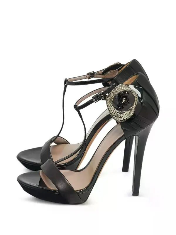 Versace Flower-embellished Sandals - Black
