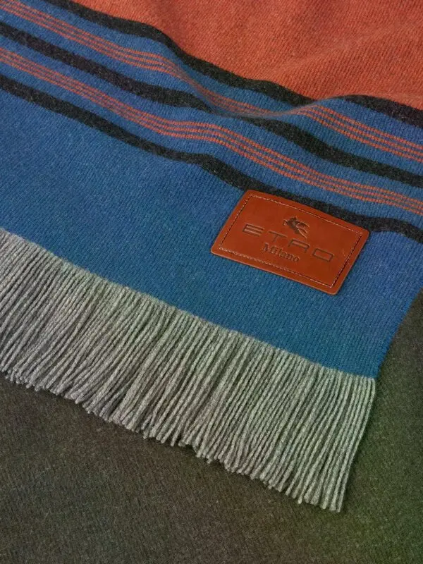 Etro Striped Wool-blend Throw Blanket
