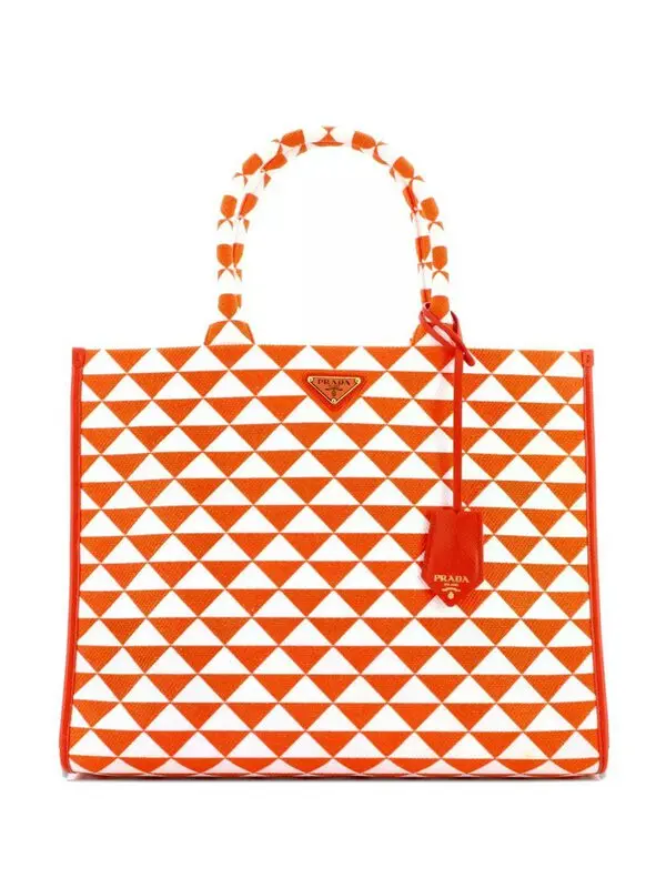 Prada Symbole Shopper Jacquard Large Tote Bag - Orange
