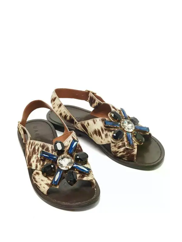 Marni Calf-hair Crystal Embellished Sandals