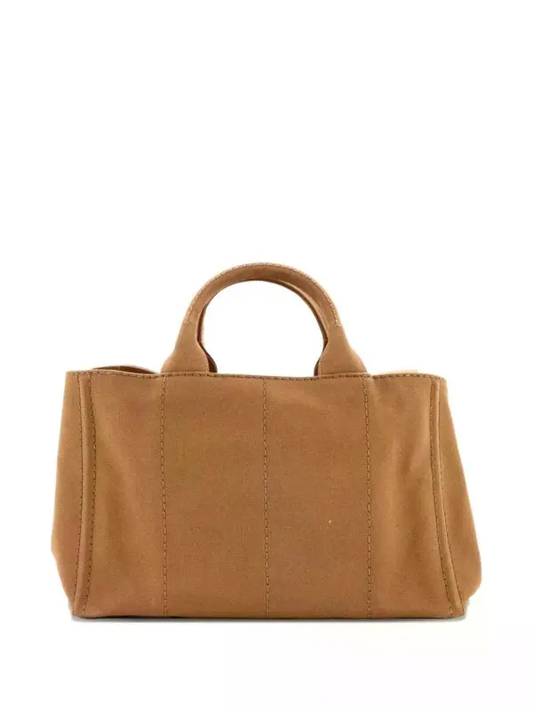Prada Canapa Convertible Canvas Medium Tote Bag - Brown