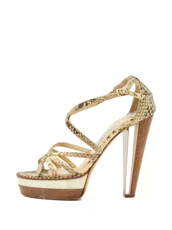 JIMMY CHOO 110mm Python-embossed Ankle-strap Sandals