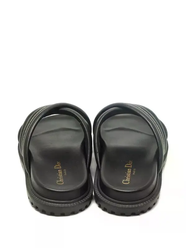 Dior Criss-Cross Leather Sandals - Black | Editorialist display picture 1