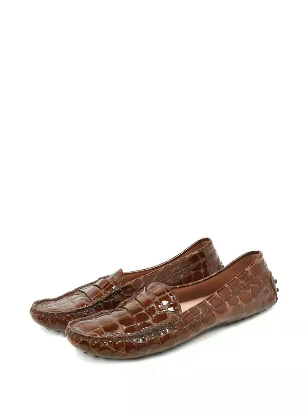 TOD'S Vintage Gommini Croc-embossed Leather Loafers