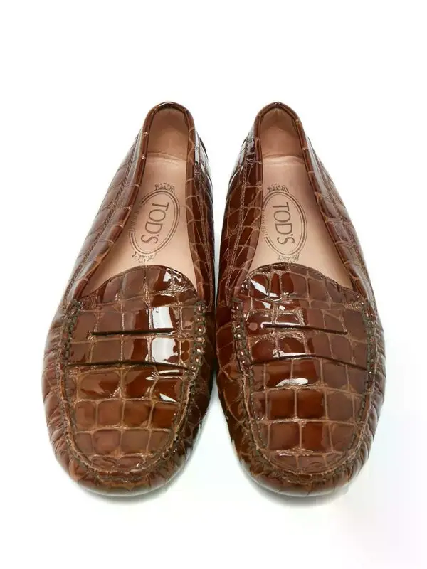 TOD'S Vintage Gommini Croc-embossed Leather Loafers