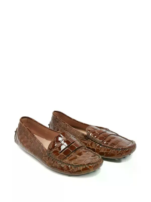 TOD'S Vintage Gommini Croc-embossed Leather Loafers