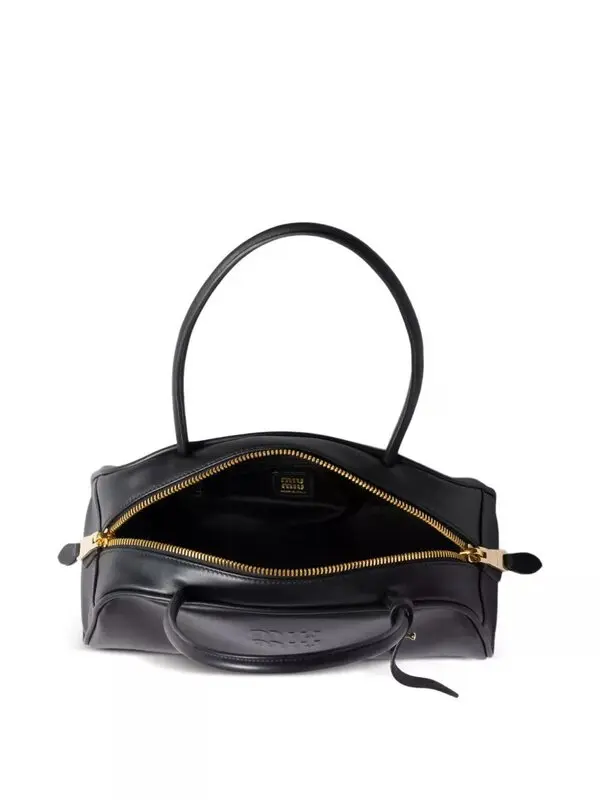 Miu Miu Beau Embossed Logo Shoulder Bag - Black