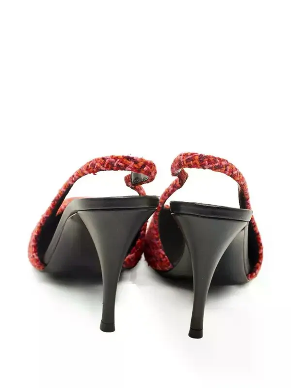 Saint Laurent Tweed Cap-toe Slingback Pumps