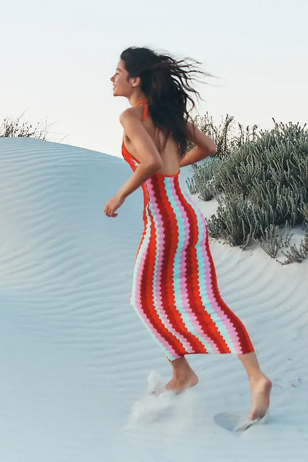 PQ SWIM Aurelia Crochet Halter Maxi Dress