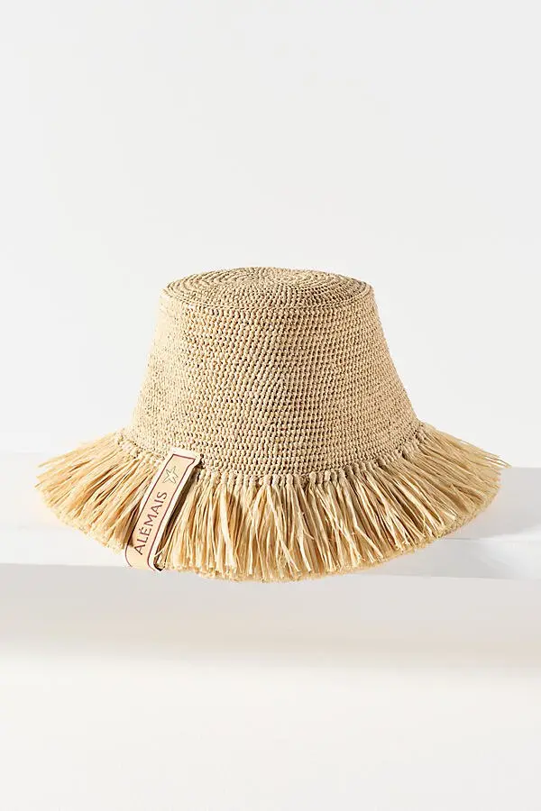 ALEMAIS Michelle Raffia Fringed Bucket Hat
