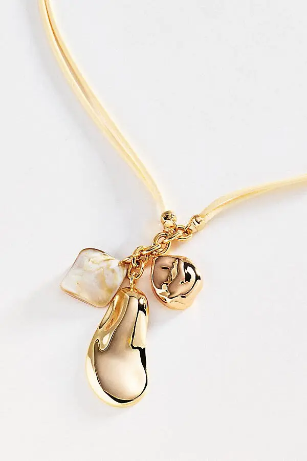 Anthropologie Corded Stone Pendant Necklace