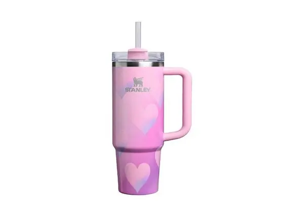 STANLEY Target Exclusive Valentines Day Collection Flowstate Quencher 30oz Tumbler - Powder Pink Heart Gradient