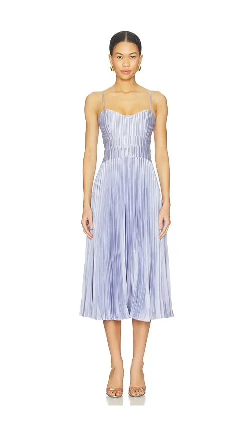 Astr The Label Shionagh Pleated Midi Dress - Blue