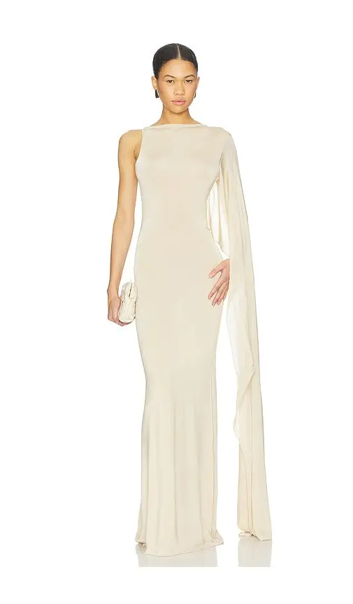 AYA MUSE Claro Dress With Draped Sleeves - Beige