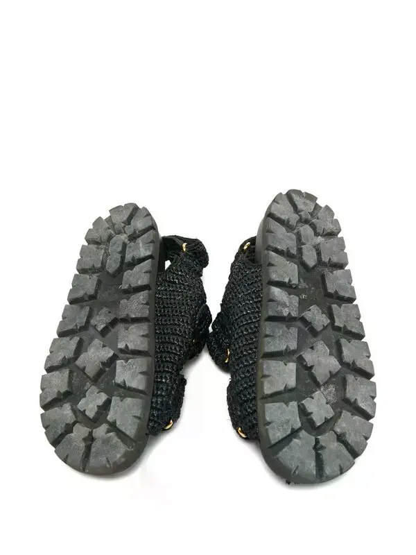 Prada Woven Straw Platform Sandals
