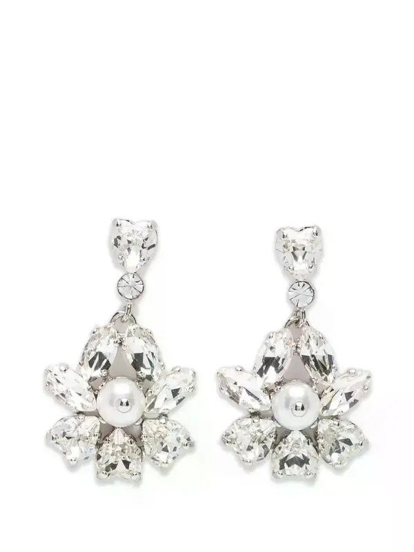Simone Rocha Crystal And Faux-pearl Embellished Drop Earrings - Silver