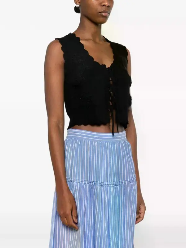 GANNI Sleeveless Vest With Crochet Flowers