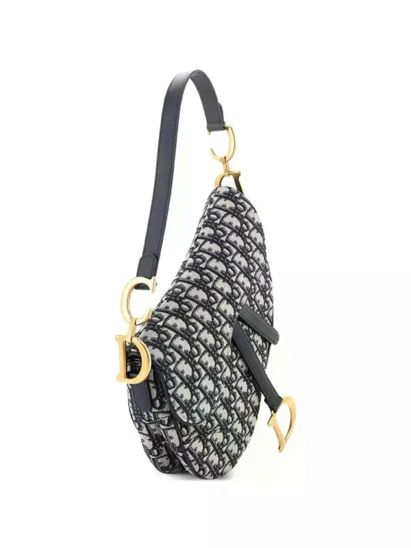 Dior Saddle Oblique Canvas Medium Shoulder Bag - Blue