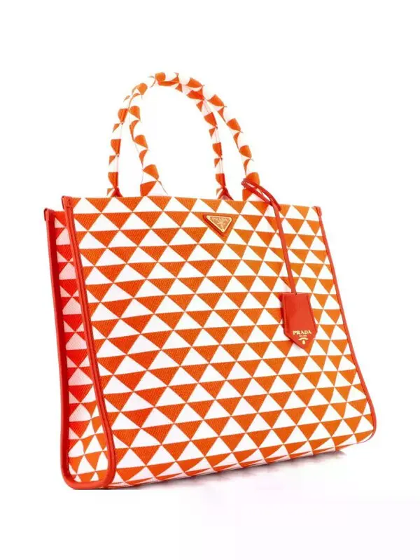 Prada Symbole Jacquard Large Tote Bag - Orange