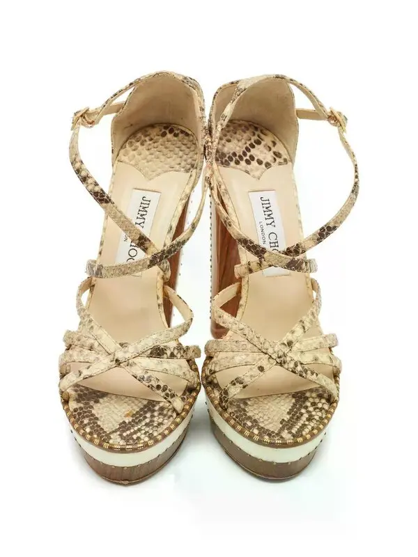 JIMMY CHOO 110mm Python-embossed Ankle-strap Sandals