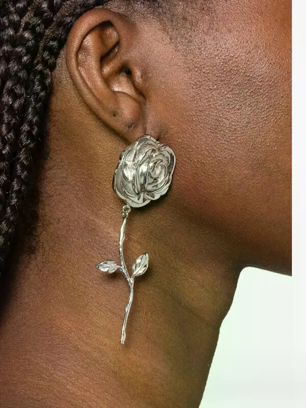Magda Butrym Rose Stem Drop Earrings - Silver