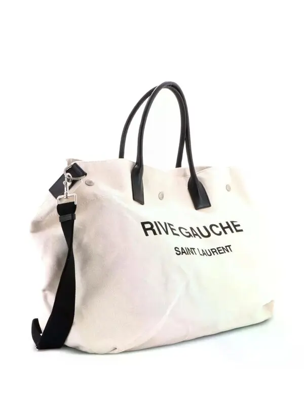 Saint Laurent Rive Gauche Shopper Canvas Maxi Tote Bag - Neutrals