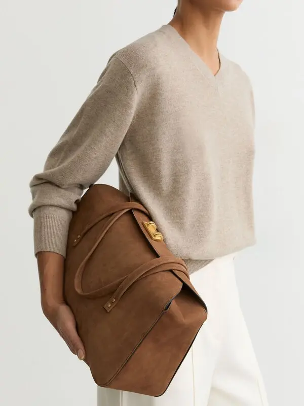 REISS Anika Suede Bowling Bag