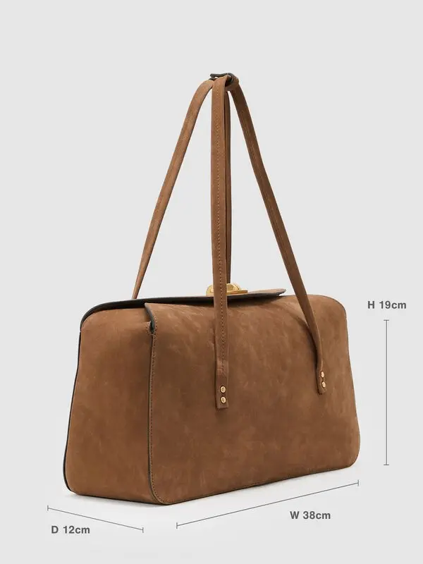 REISS Anika Suede Bowling Bag