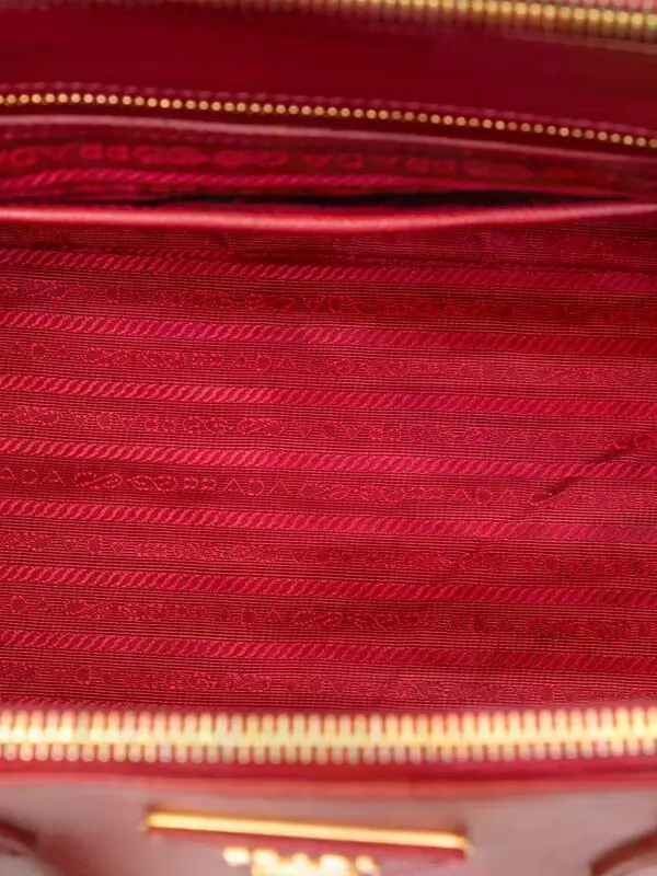 Prada Large Saffiano Lux Galleria Double Zip Satchel - Red