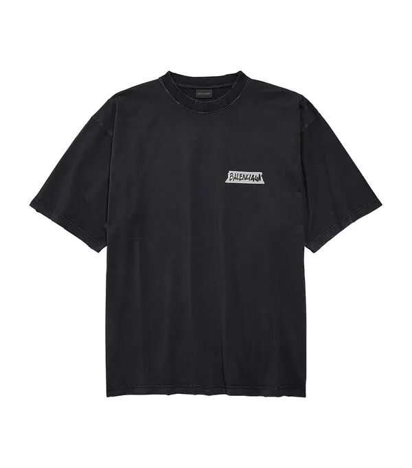 Balenciaga Cotton Masking Tape Logo T-shirt - Black