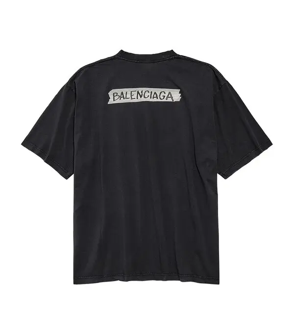 Balenciaga Cotton Masking Tape Logo T-shirt - Black