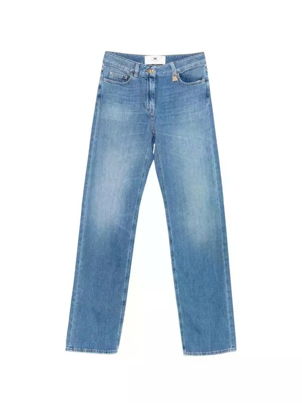 Elisabetta Franchi Palazzo Jeans With Logo Detail - Blue