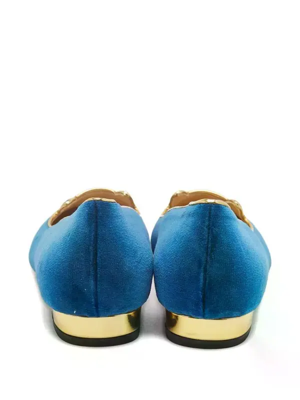 CHARLOTTE OLYMPIA Velvet Embroidered Ballet Flats