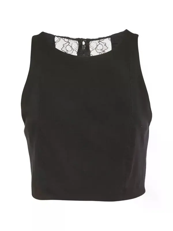 Alice + Olivia Lace Trimmed Zip-up Crop Top