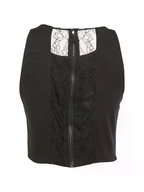 Alice + Olivia Lace Trimmed Zip-up Crop Top