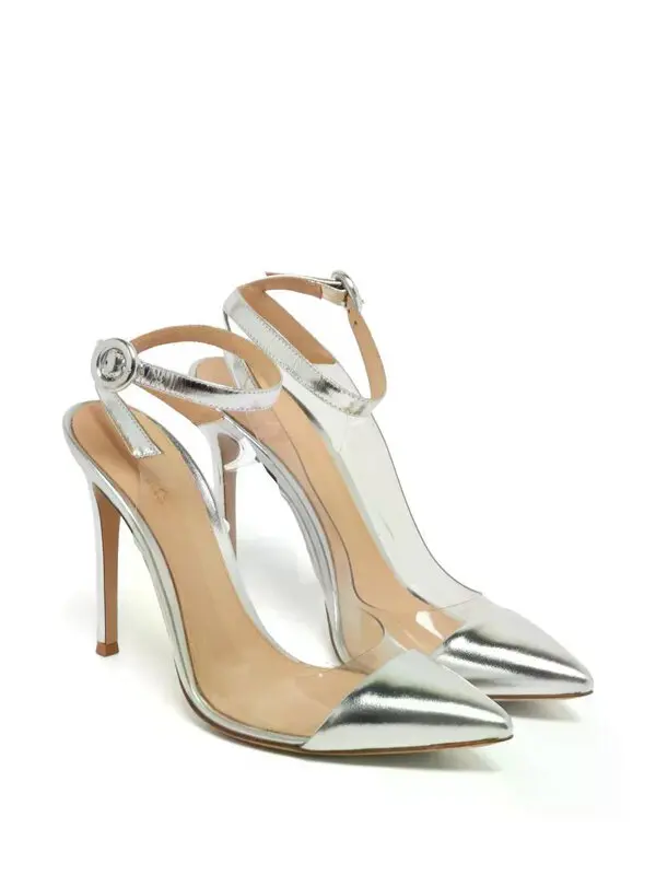 GIANVITO ROSSI Pointed-toe Ankle-strap Pumps - Grey