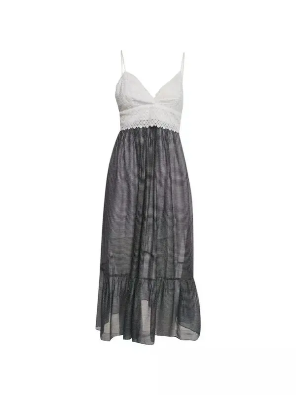 Sandro Crepe Lace Strappy Dress