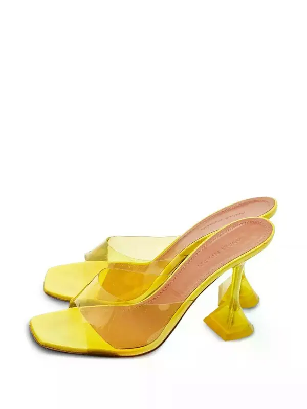 Amina Muaddi Lupita Flared-heel Sandals - Yellow