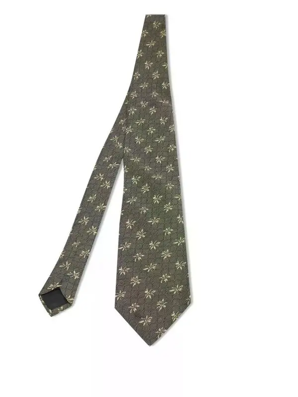 BOSS Floral-pattern Silk Neck Tie - Green