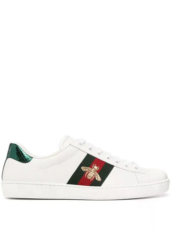 Gucci Web-stripe Trim Lace-up Sneakers - White