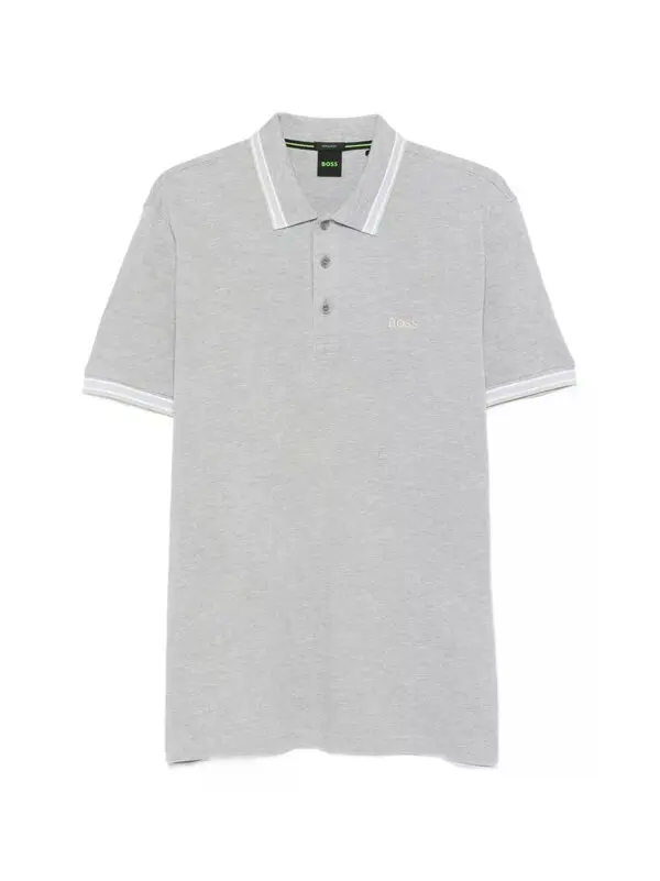 BOSS Striped-collar Polo Shirt - Grey