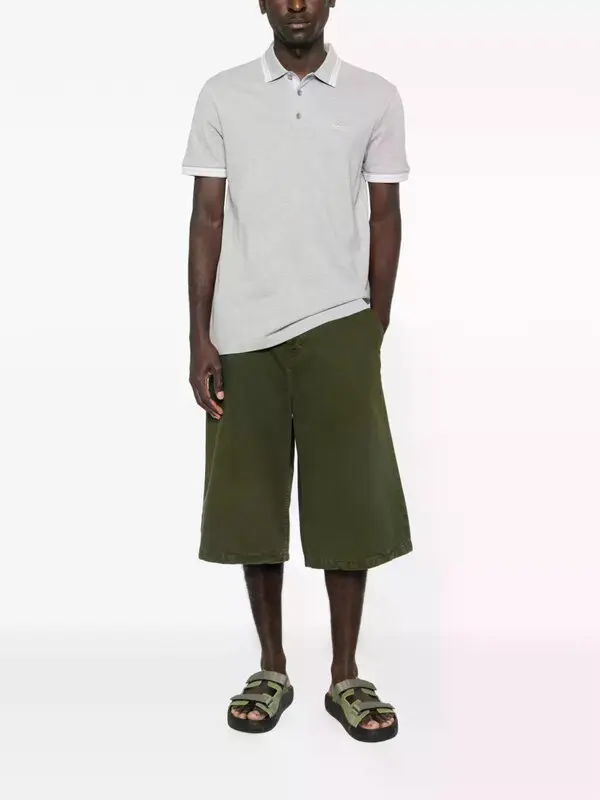BOSS Striped-collar Polo Shirt - Grey